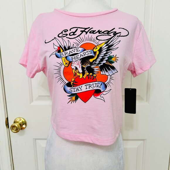 Ed Hardy | Tops | Ed Hardy Logo Retro Vibe Brave Hearts Stay True Eagle ...